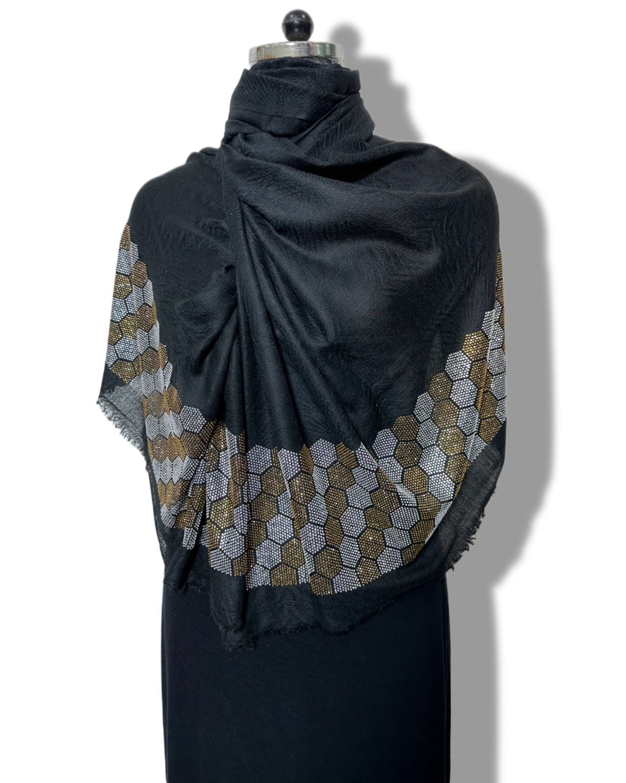 Luxury Pure Pashmina Shawls Crystal Embellished