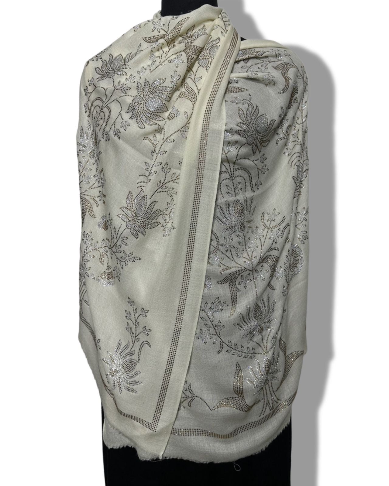 Luxury Pure Pashmina Shawls Crystal Embellished