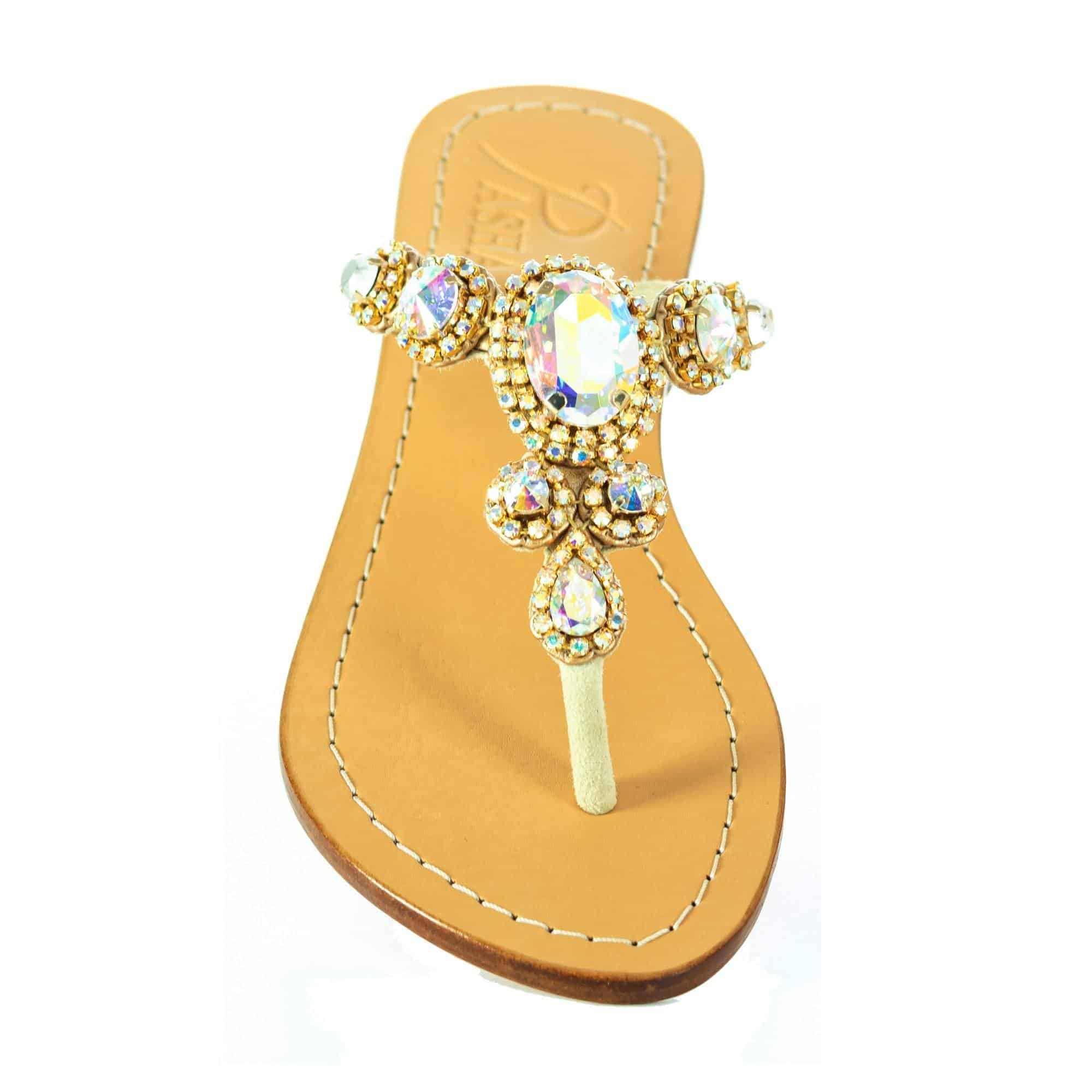 Rhinestone Flat Sandals Bridal | Pasha Sandals