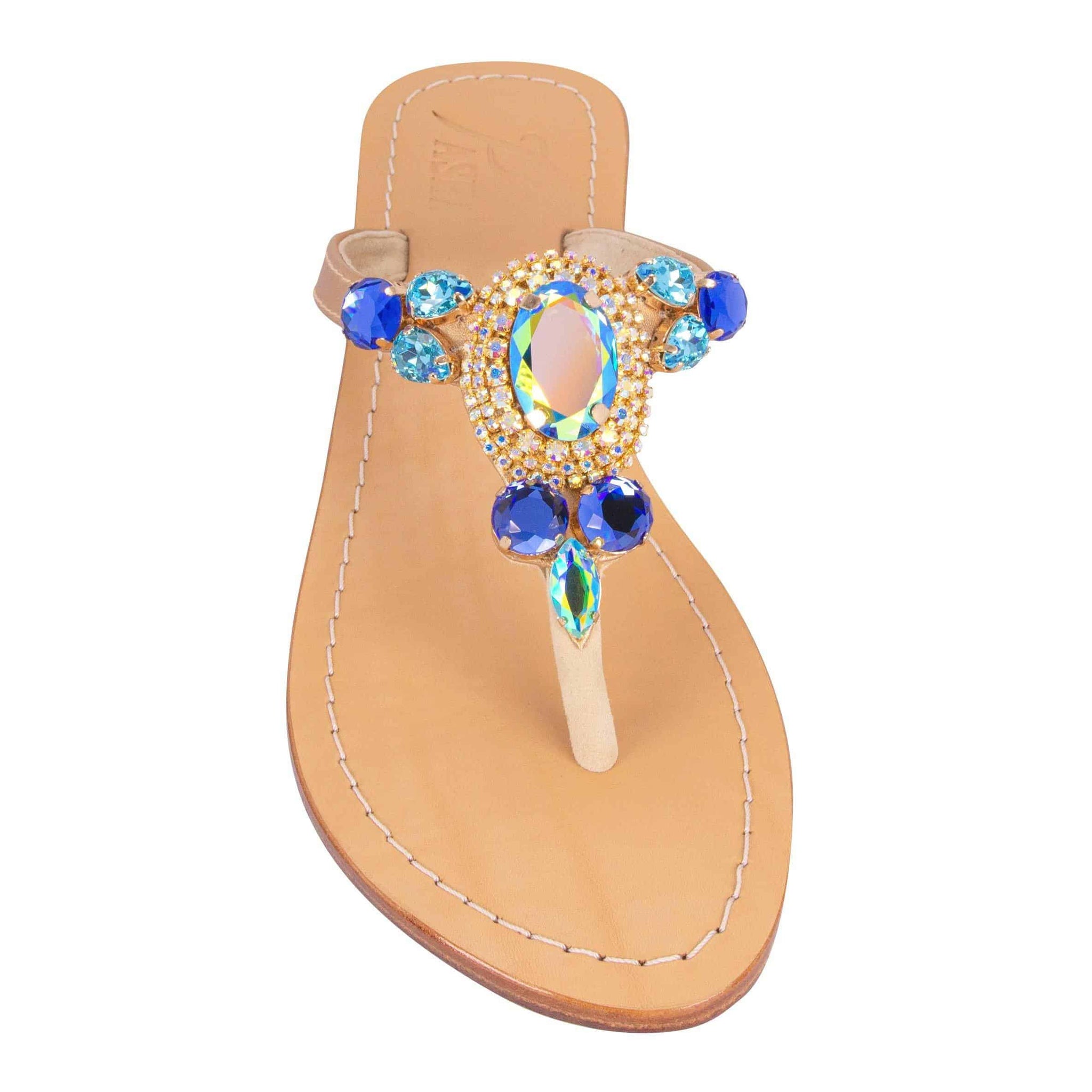 Blue Rhinestone Sandals For Women | Pasha Sandals